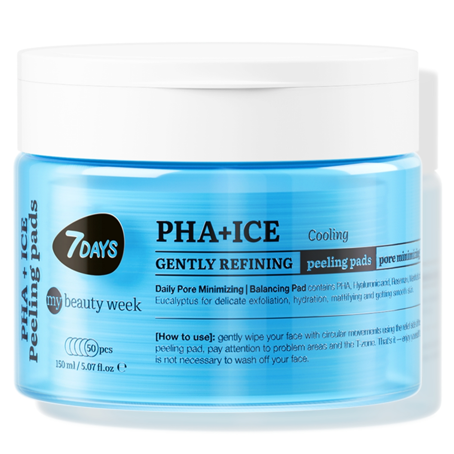7DAYS MY BEAUTY WEEK GENTLY REFINING COOLING PEELING PADS 50PCS 150ml ...