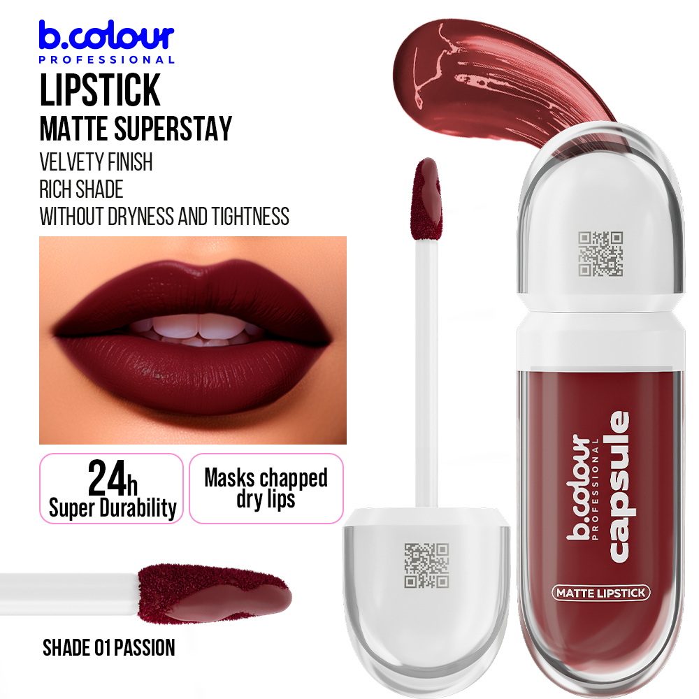 B.COLOUR CAPSULE PRO PRO MATTE LIQUID LIPSTICK SUPERSTAY 01 PASSION 5 ...