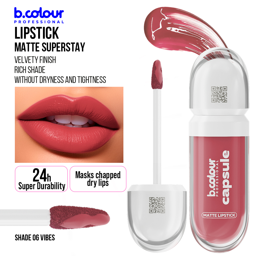 B.COLOUR CAPSULE PRO PRO MATTE LIQUID LIPSTICK SUPERSTAY 06 VIBES 5.5ml ...