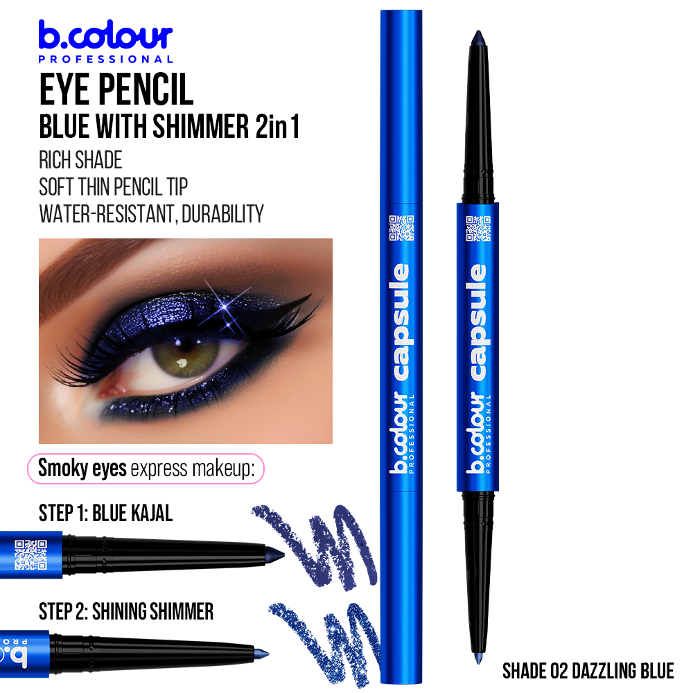 B.COLOUR CAPSULE PRO PRO SMOKY EYE PENCIL & SHIMMER 2IN1 02 DAZZLING ...