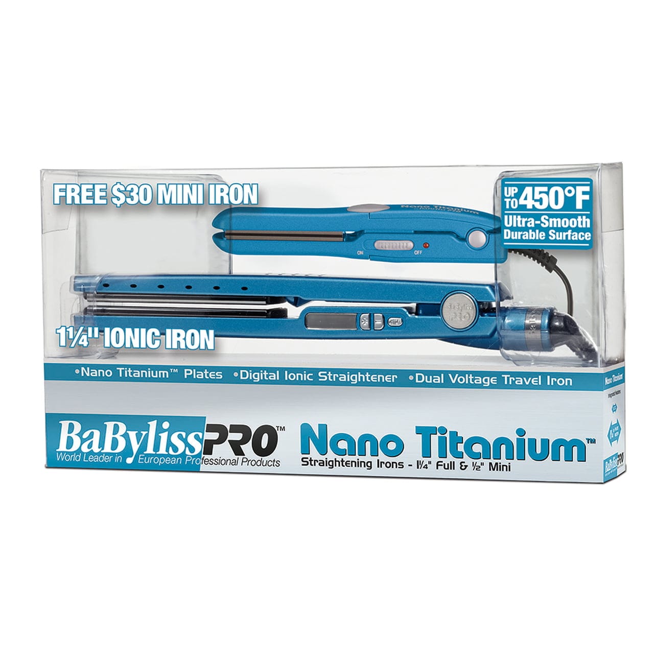 BABYLISS PRO NANO TITANIUM STRAIGHTENING 1-1/4″ & MINI 1/2″ – Ultra Panama