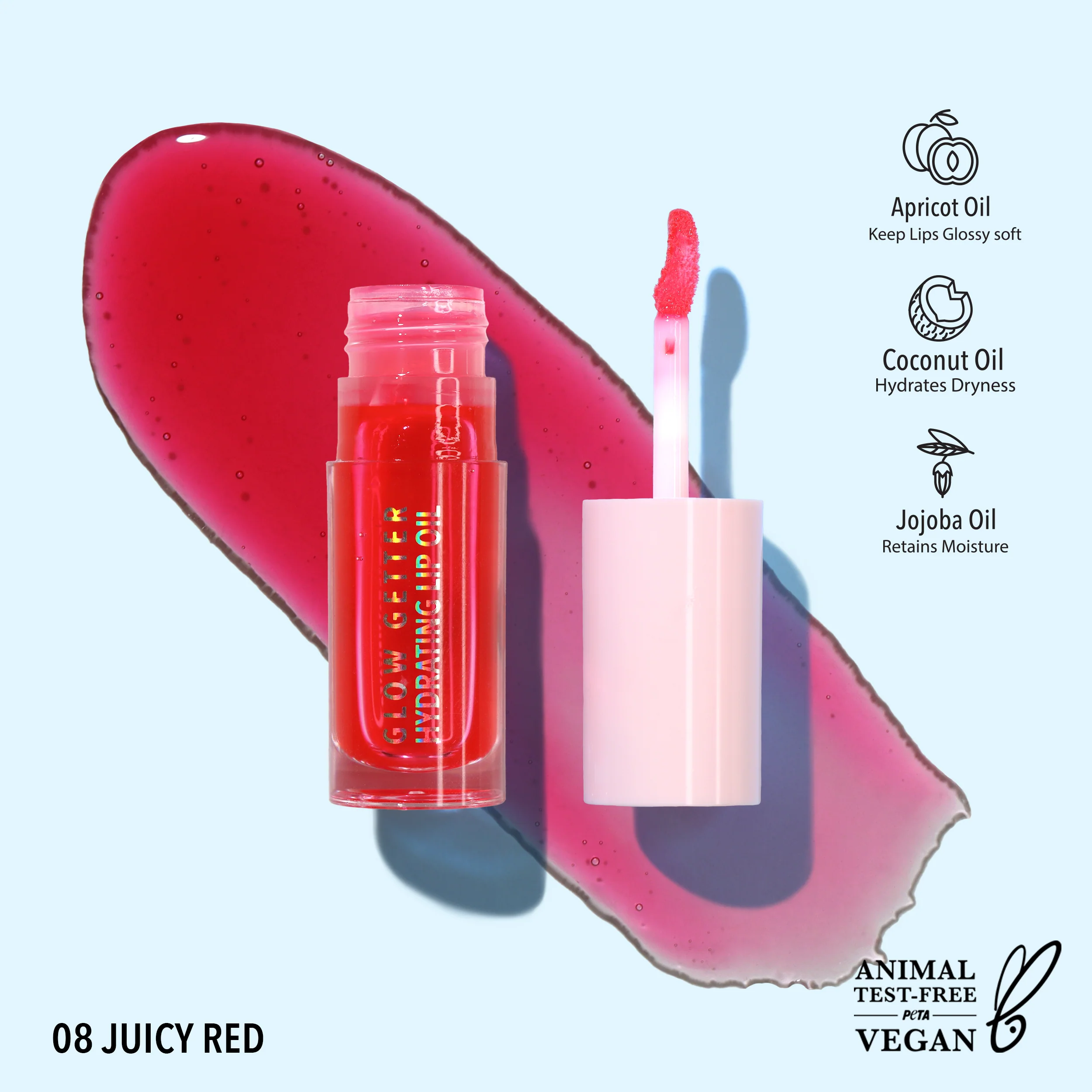 MOIRA GLOW GETTER HYDRATING LIP OIL 08 JUICY RED GLO008 – Ultra Panama
